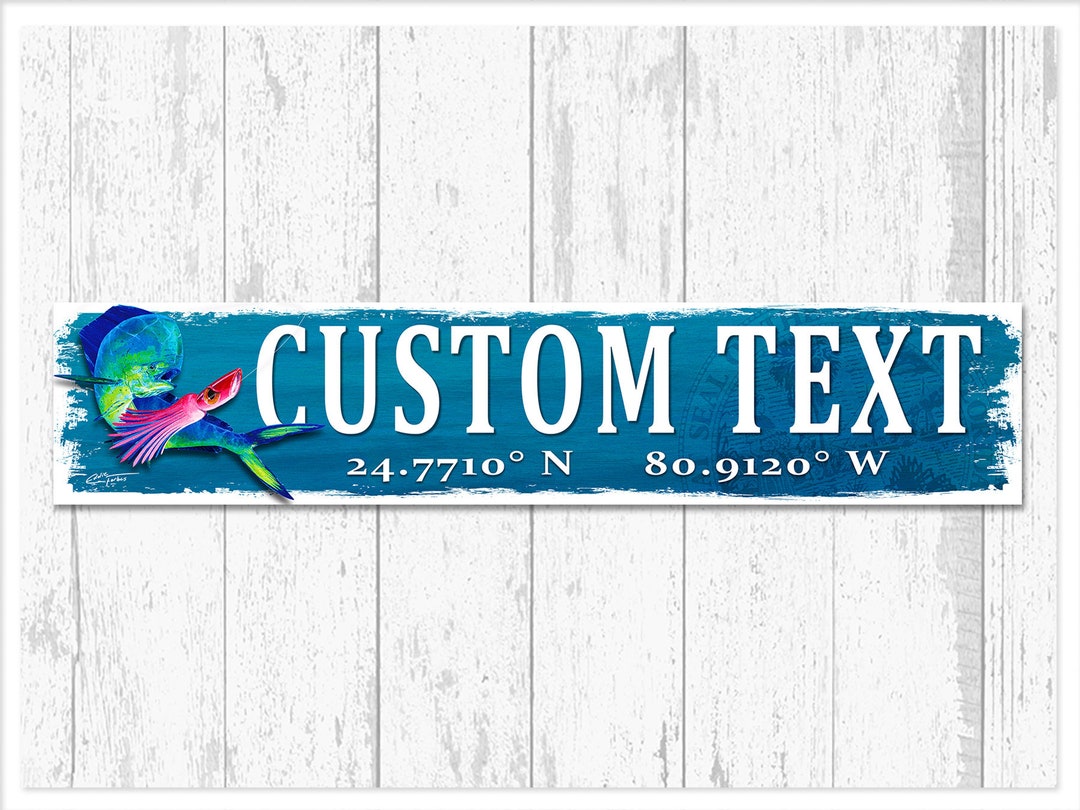 Mahi and Lure Location Sign | Printed on Wood | Custom Coastal Wall ...