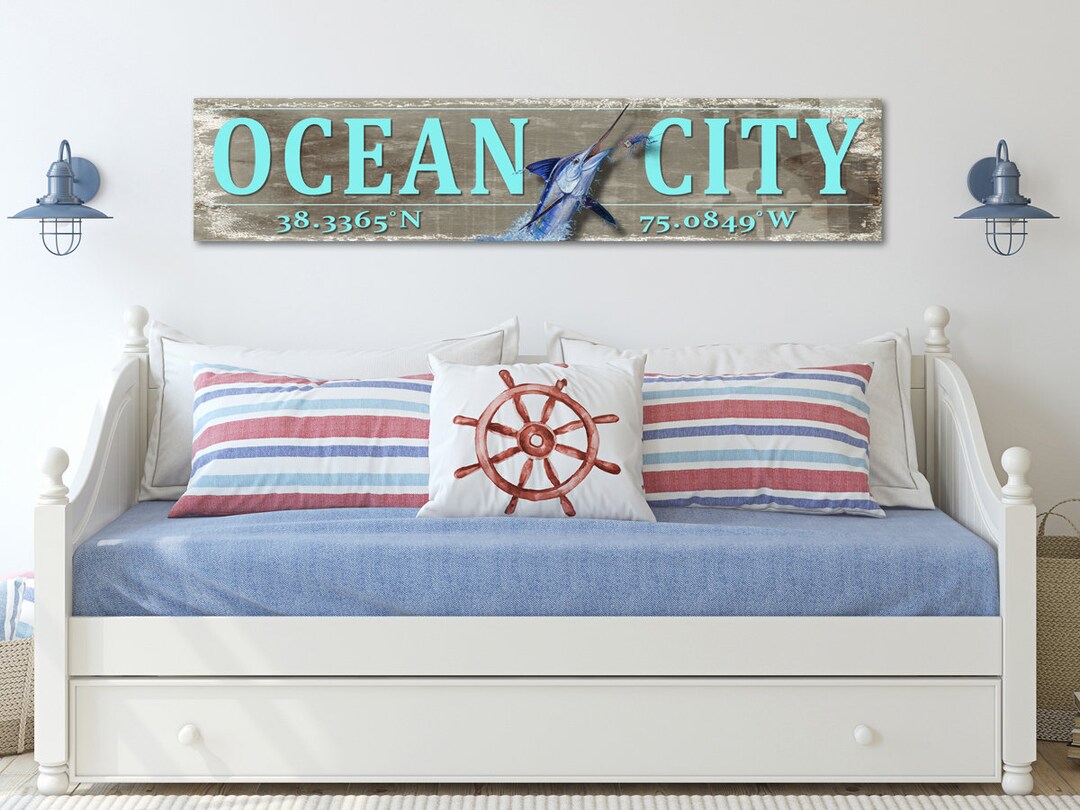 Marlin Location Sign With Coordinates | Printed on Wood | Custom ...