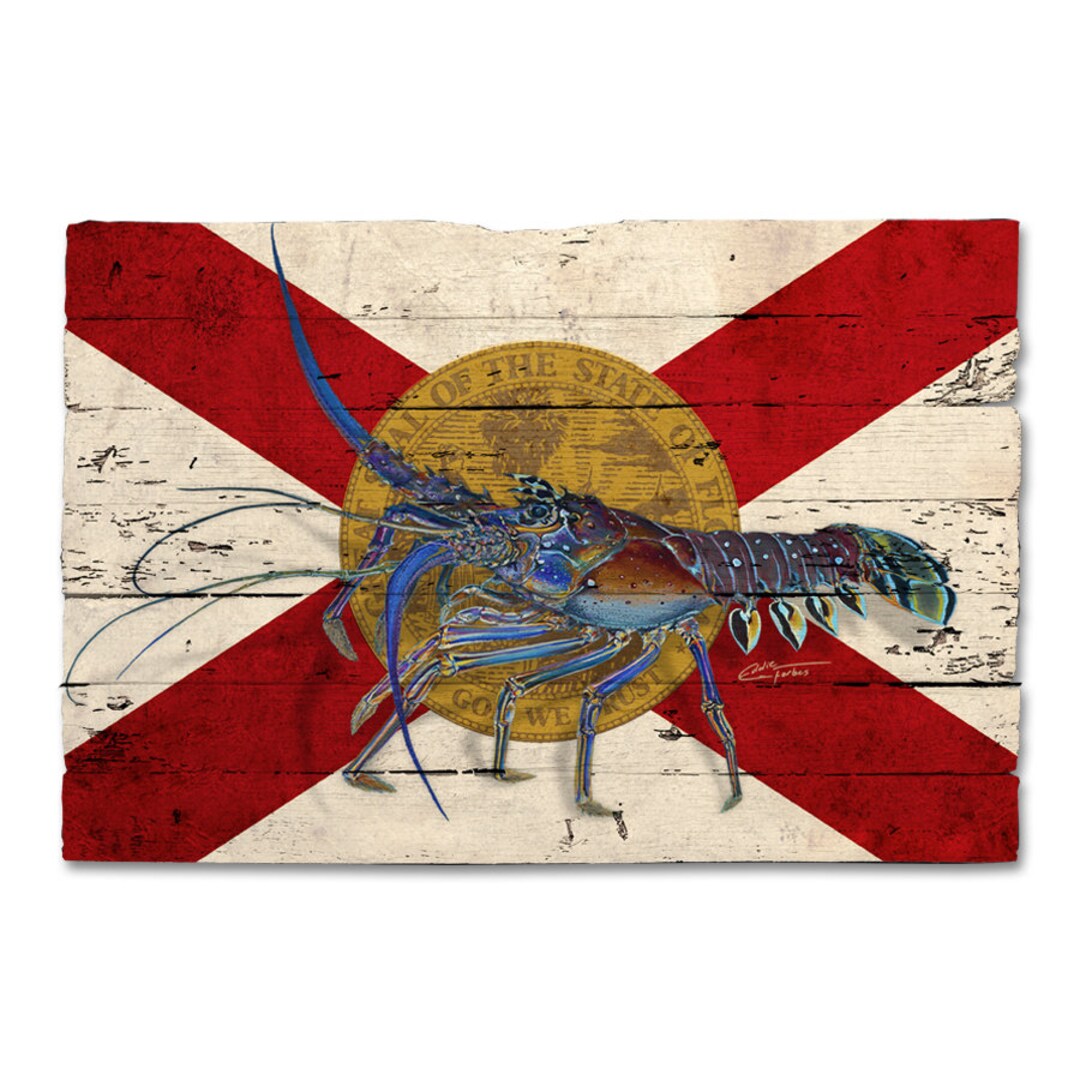 Lobster on State Flag I Reclaimed Lobster Trap I Custom I Coastal Wall ...