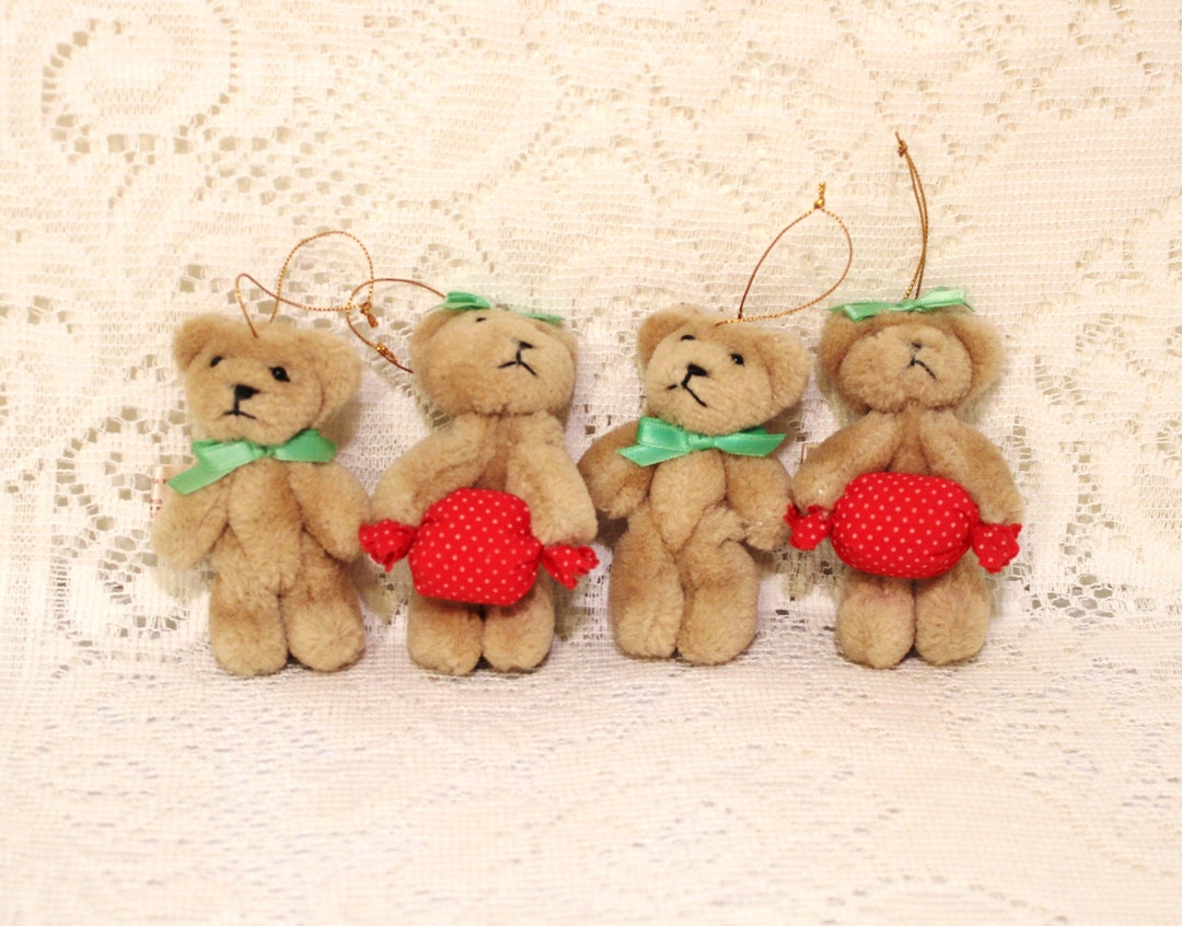 Vintage Applause Teddy Bear Christmas Ornaments: 1990s Holiday Decor ...