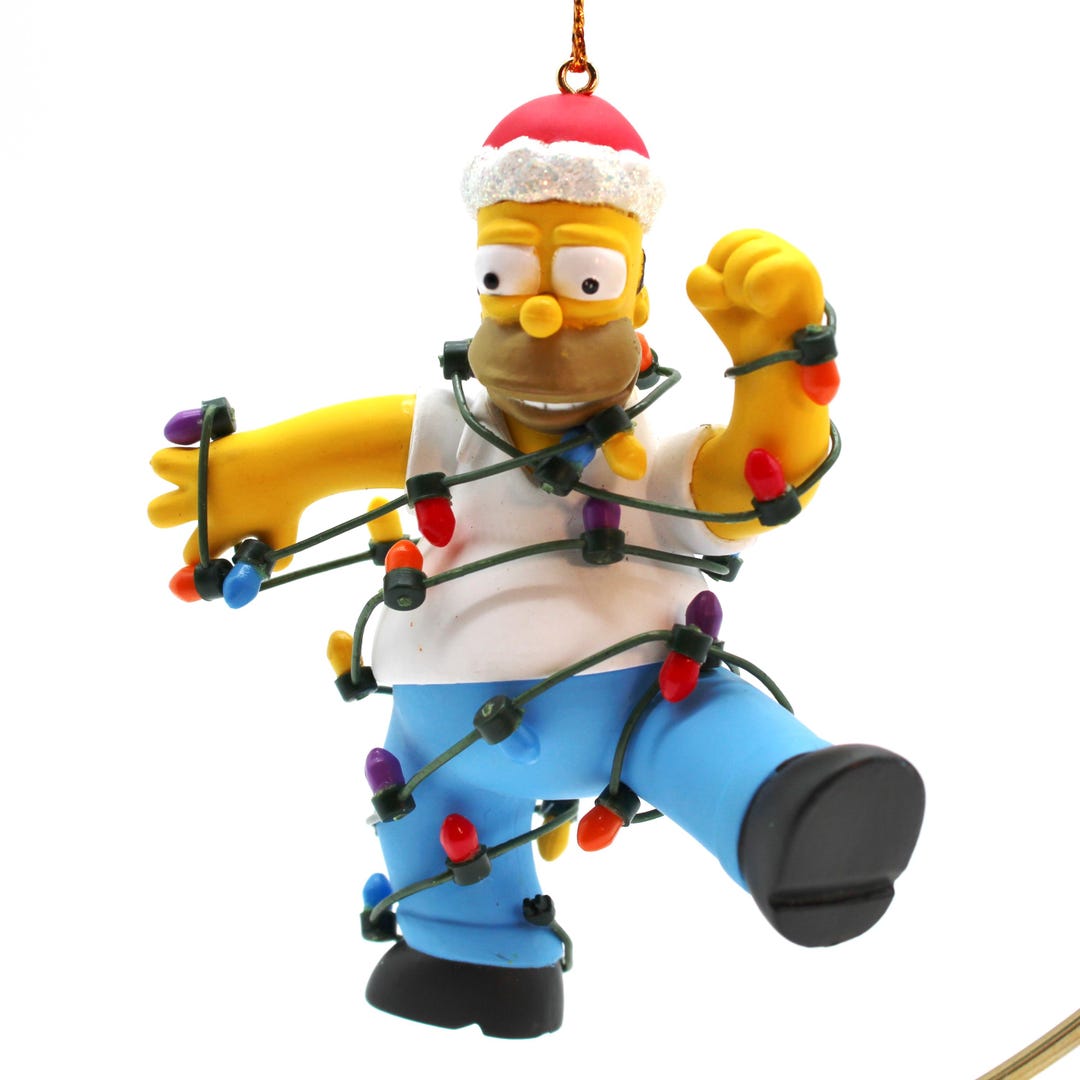 Homer Simpson Christmas Tree Ornament, Tangled up in Christmas Lights ...