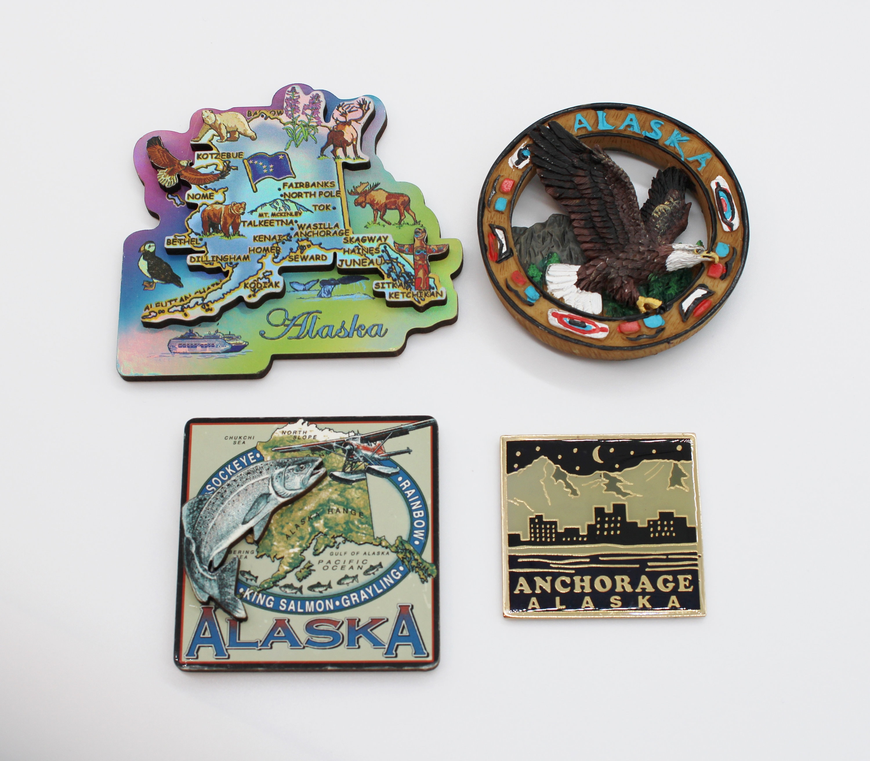 State of Alaska Refrigerator Magnets, Set of 4, Vintage Collectible ...