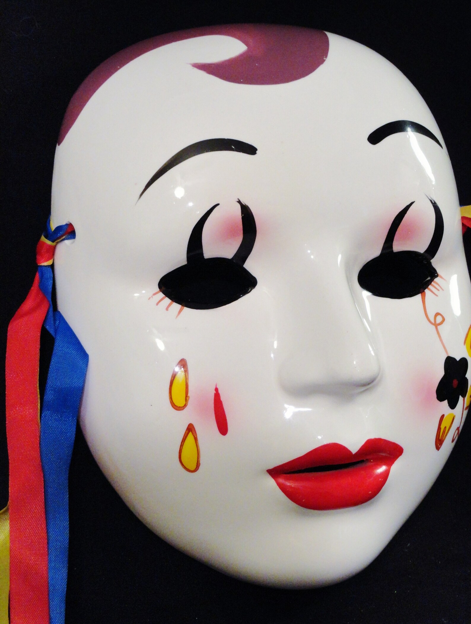 Vintage Porcelain Face Mask With Flower Design 1990's Collectible Wall ...