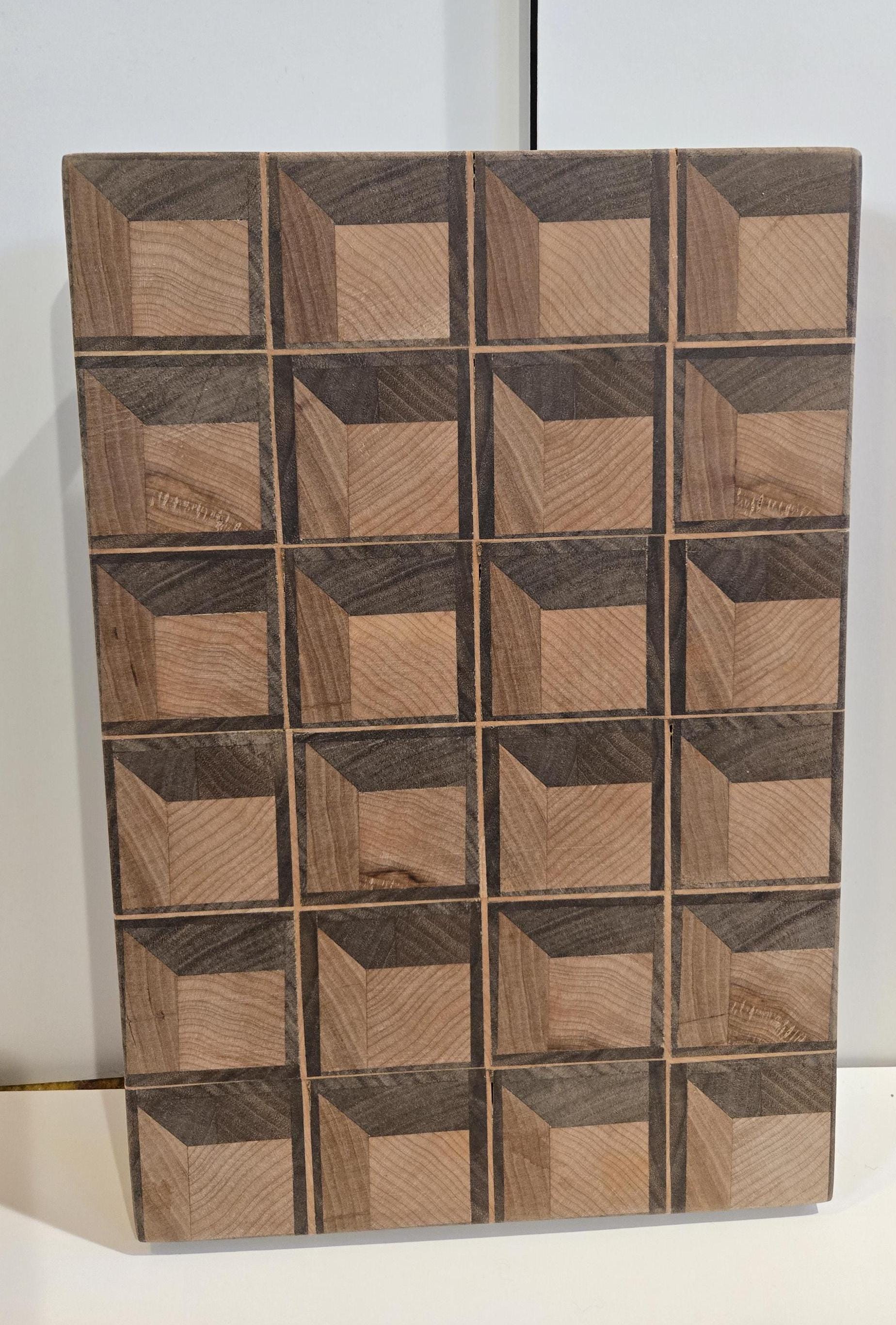 Checkered Wooden Cutting Board | Handmade Butcher Block Style | Durable ...