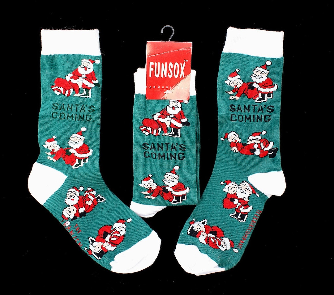 New Unique Adult Christmas Socks Santa Coming Mrs. Claus in Positions ...