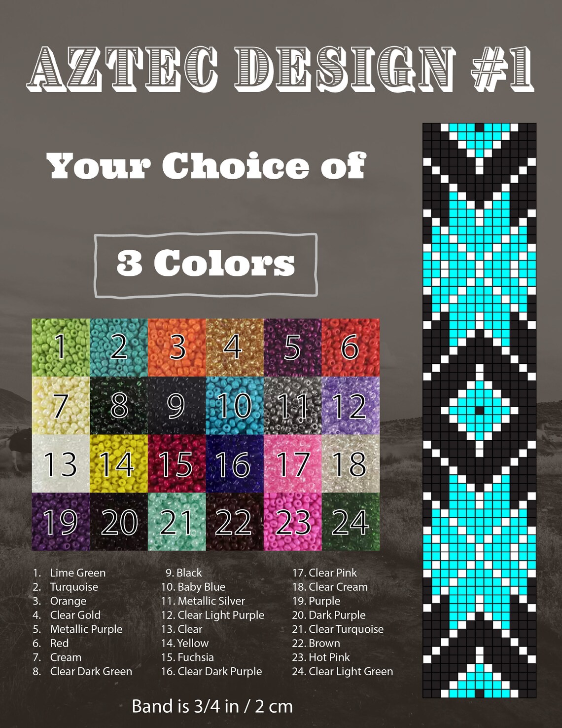 Beaded Western Hat Band: Aztec Pattern 1 - Etsy