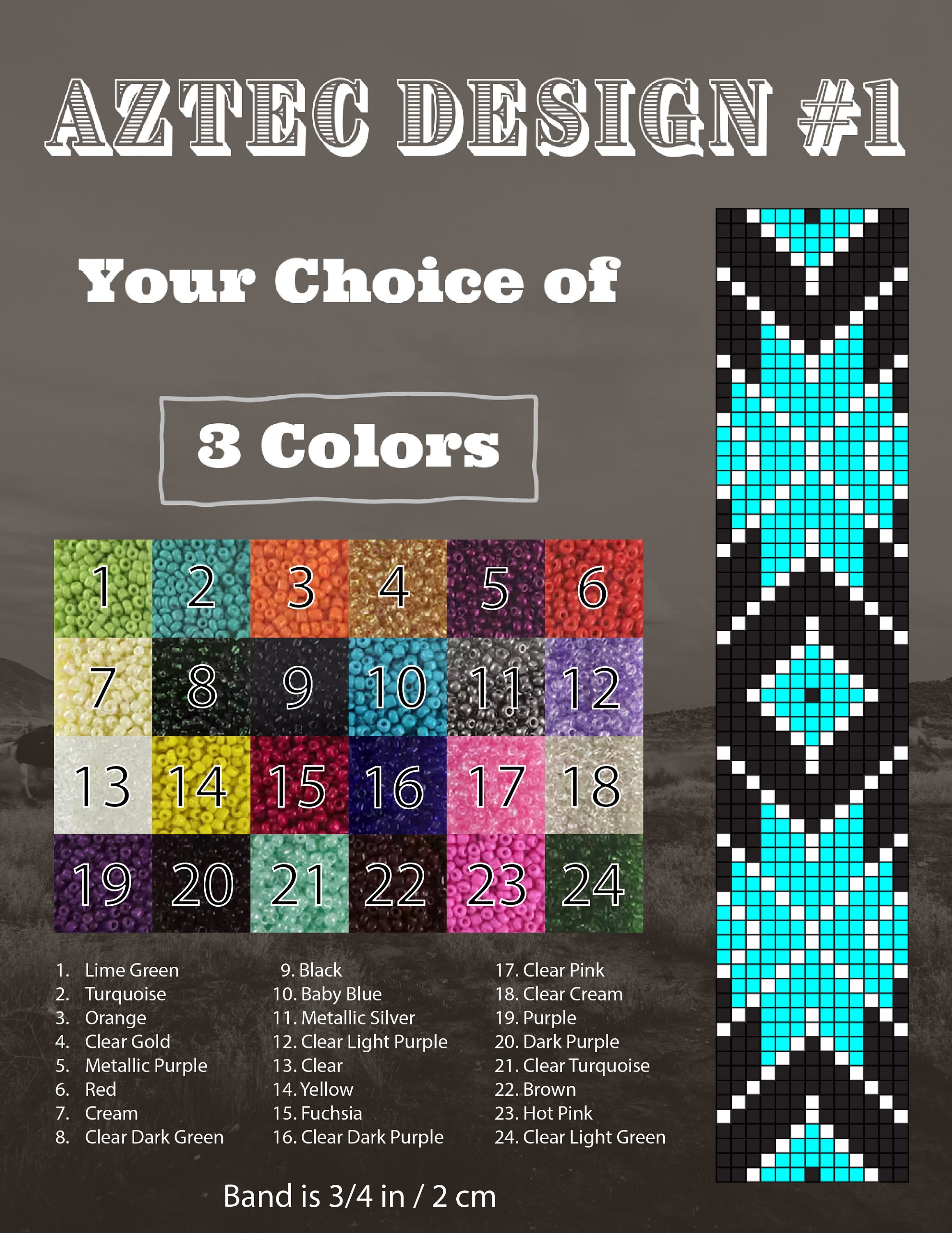 Beaded Western Hat Band: Aztec Pattern 1 - Etsy