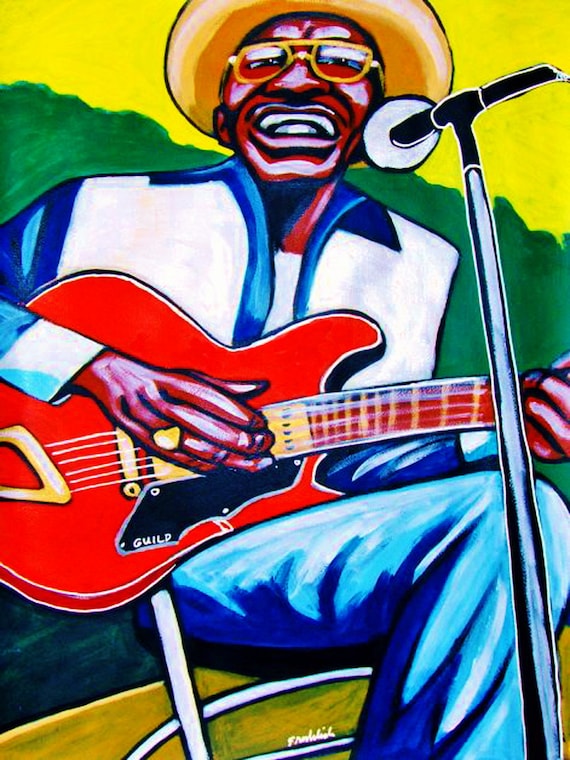 Lightnin' Hopkins Country Blues Guitar Print Poster | Etsy