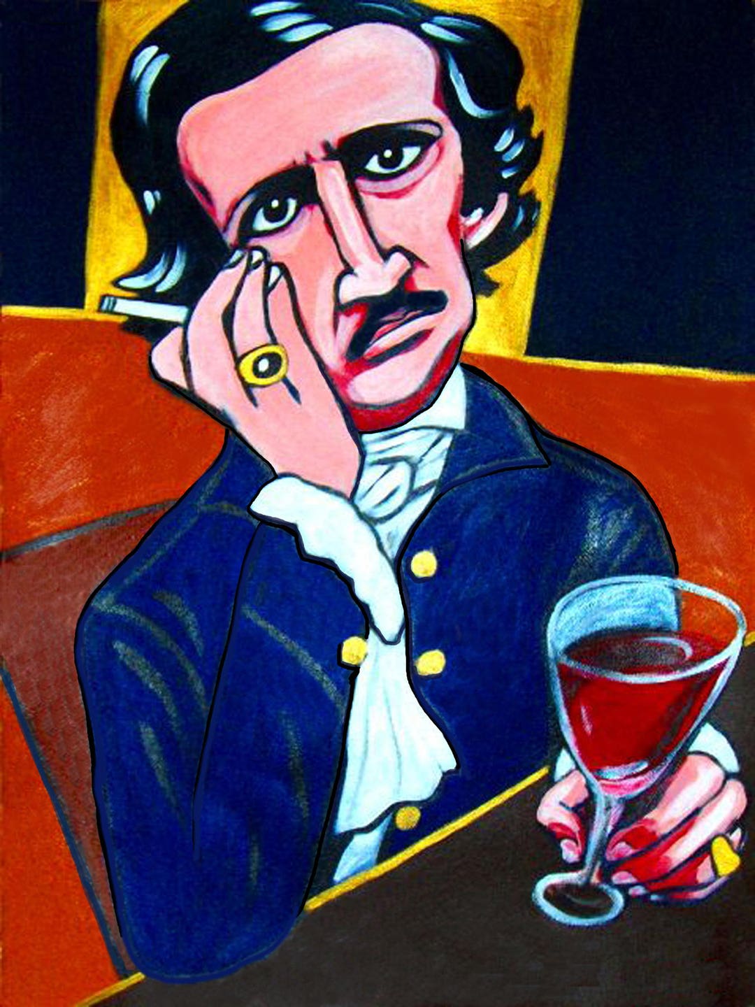Edgat Allan Poe Smoking and Drinking Print Poster - Etsy