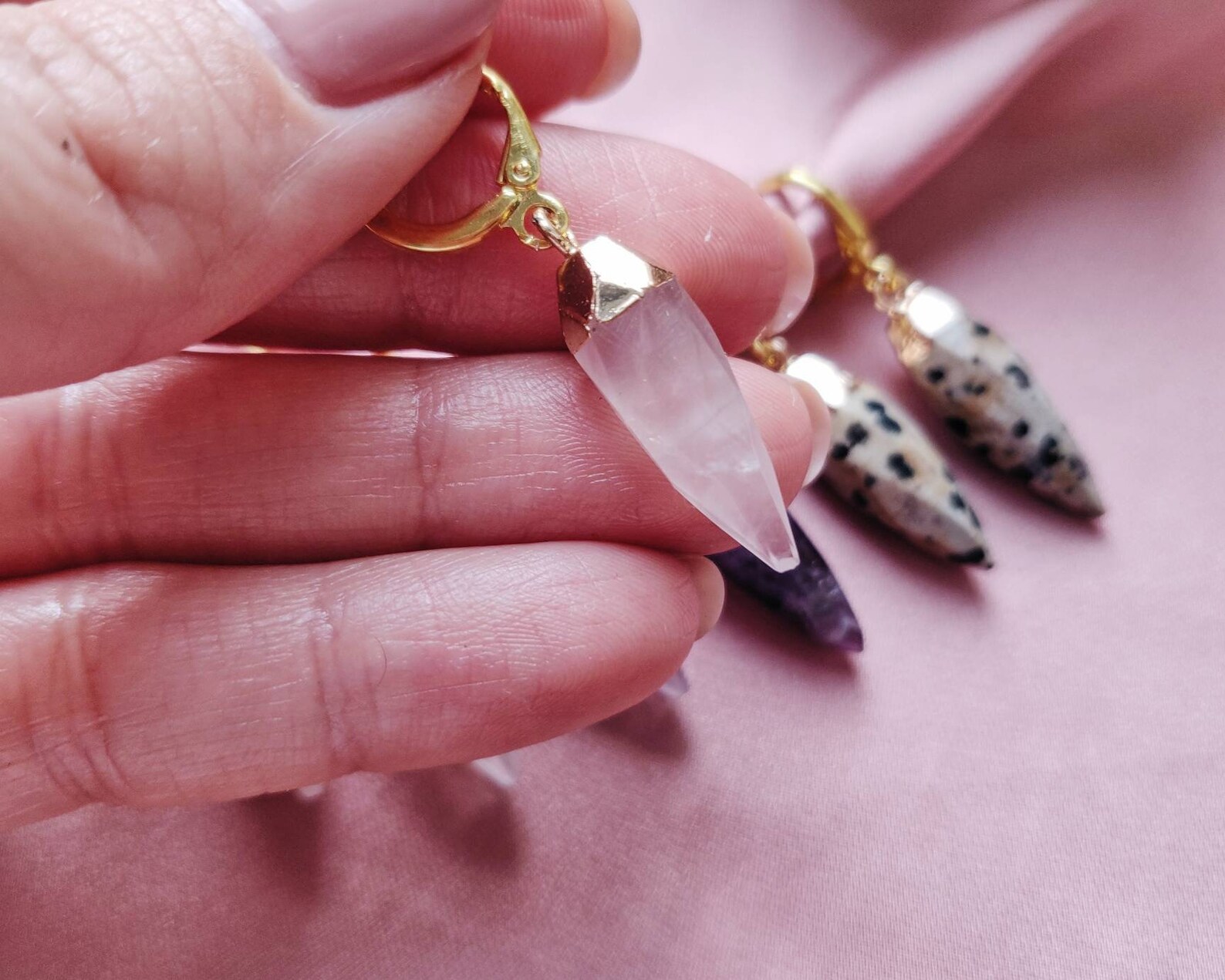 Crystal Earrings Crystal Point Earrings Crystal Points - Etsy