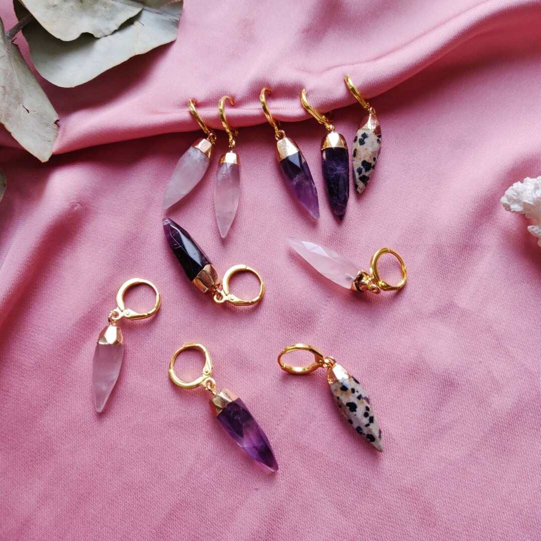 Crystal Earrings, Crystal Point Earrings, Crystal Points, Amethyst ...