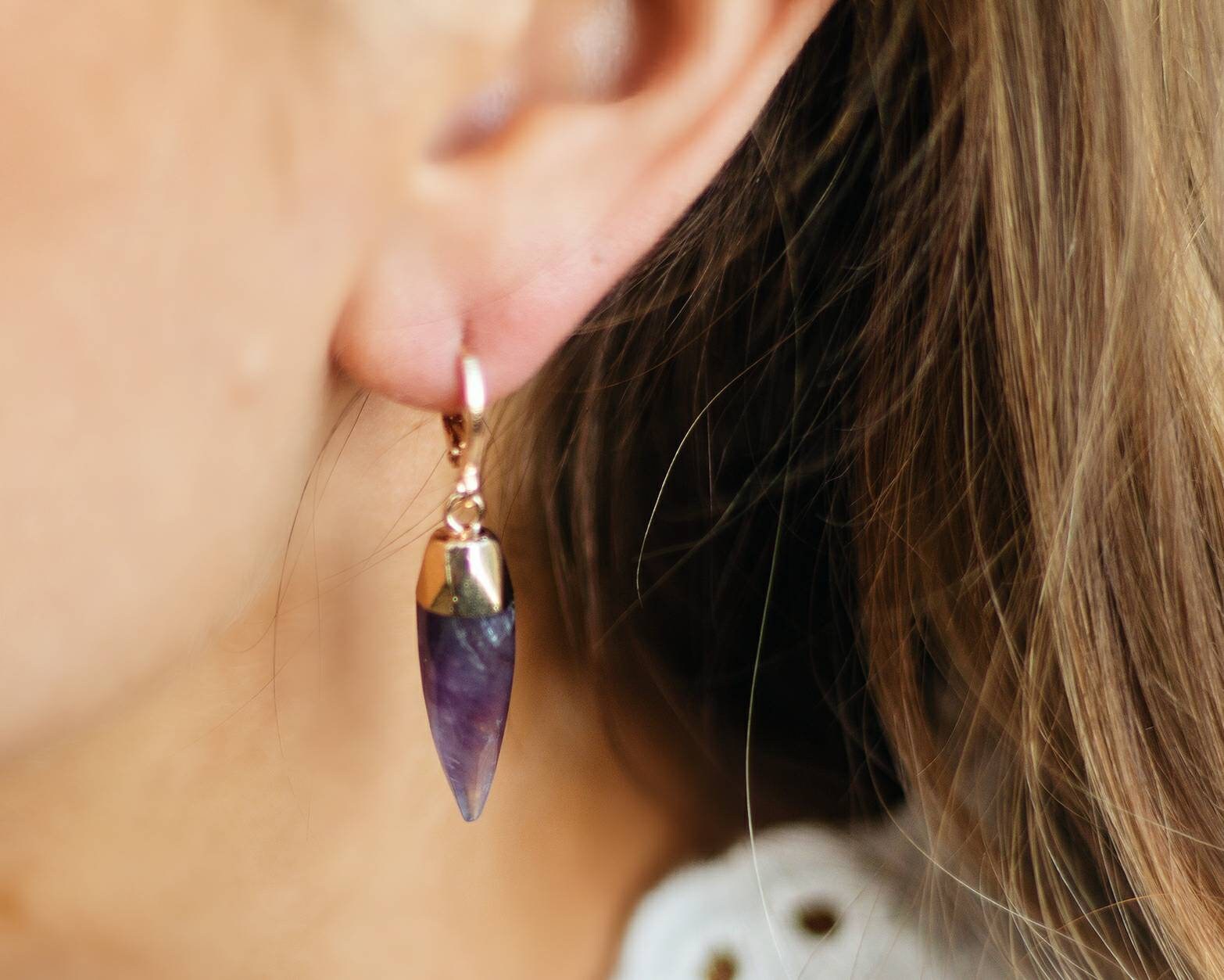 Crystal earrings Crystal point earrings Crystal points | Etsy