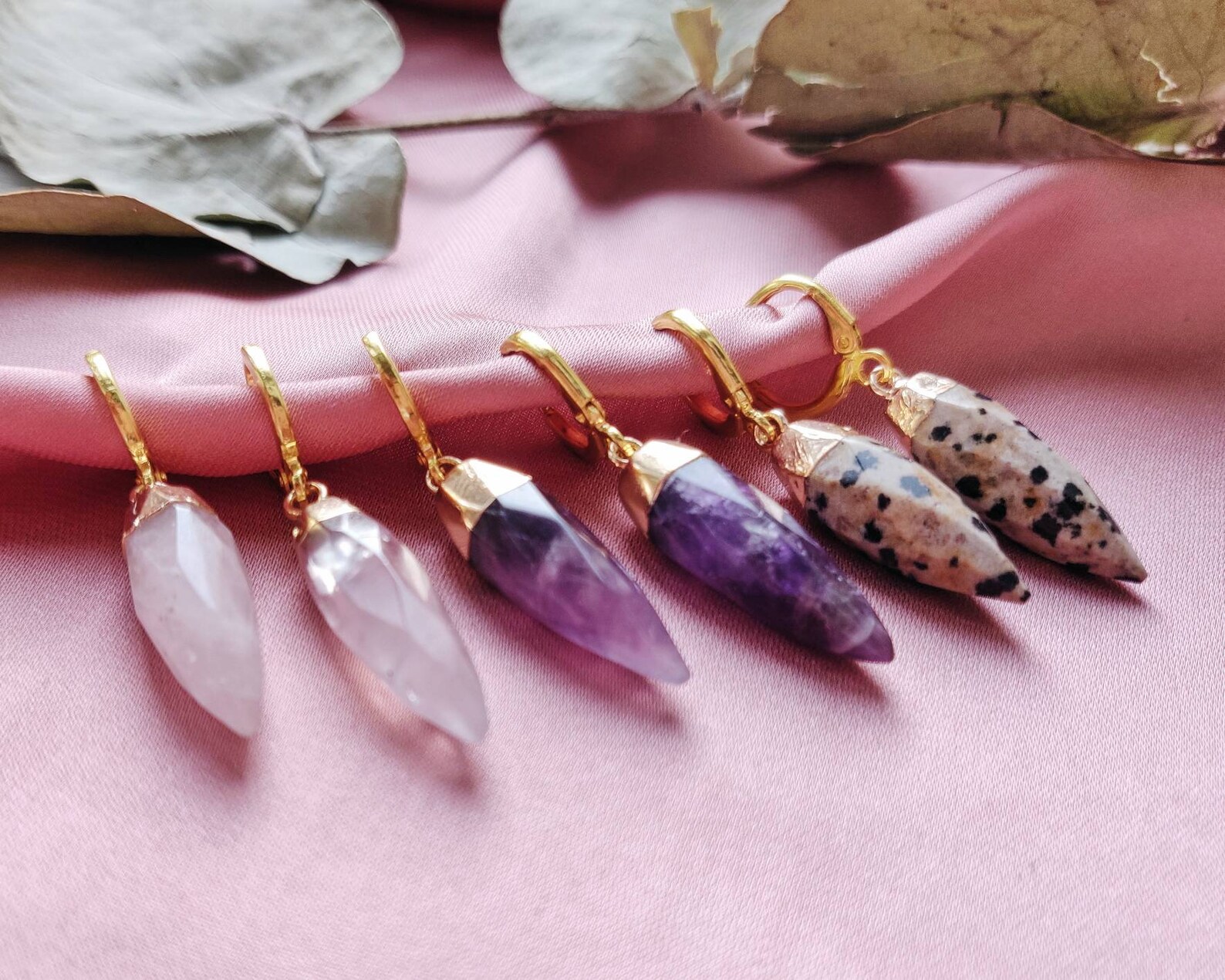 Crystal Earrings Crystal Point Earrings Crystal Points - Etsy