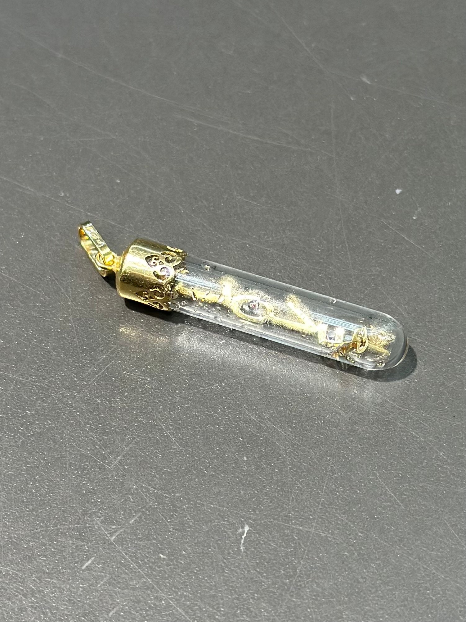 18K Gold LOVE Gold Dust Shaker Charm - Etsy