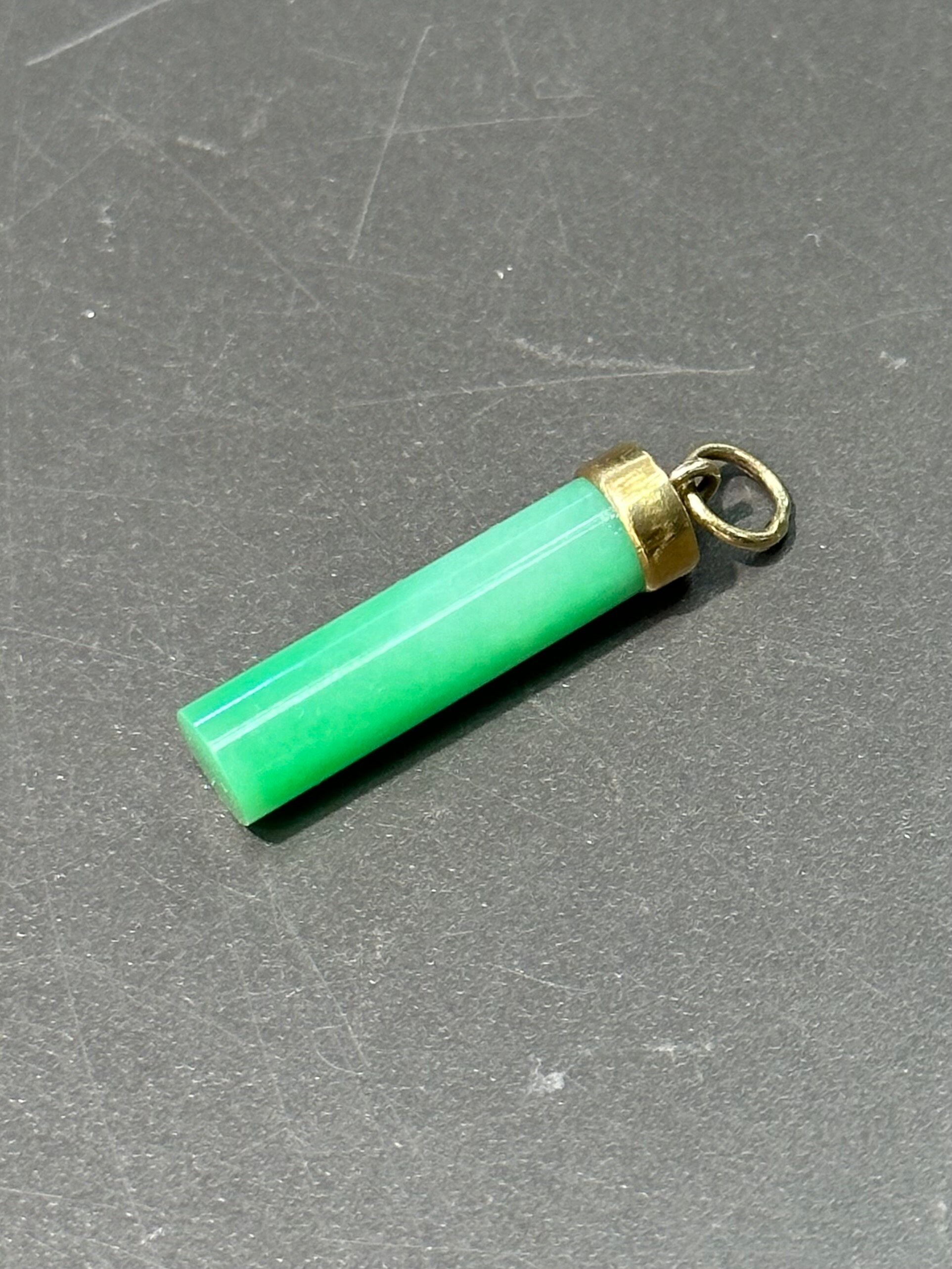 Vintage 14K Gold Natural Jade Cylinder Bar Charm - Etsy
