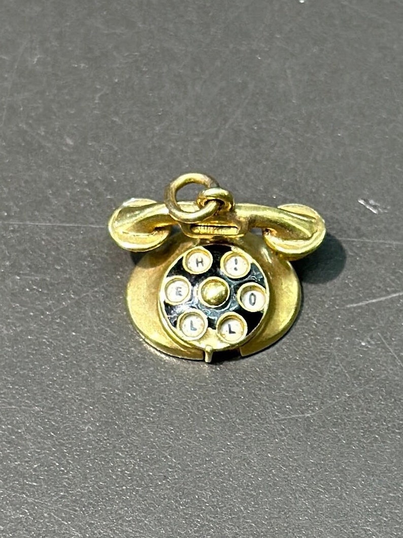 Vintage 14K Gold Enameled I LOVE YOU and HELLO Telephone Charm - Etsy