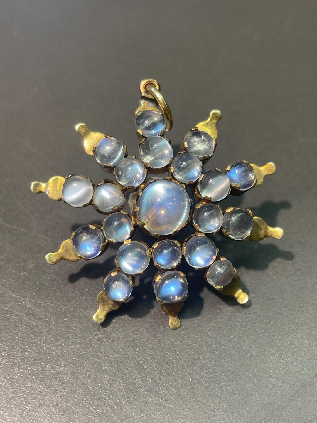 Antique 14K Gold Ceylon Moonstone Starburst Pendant - Etsy