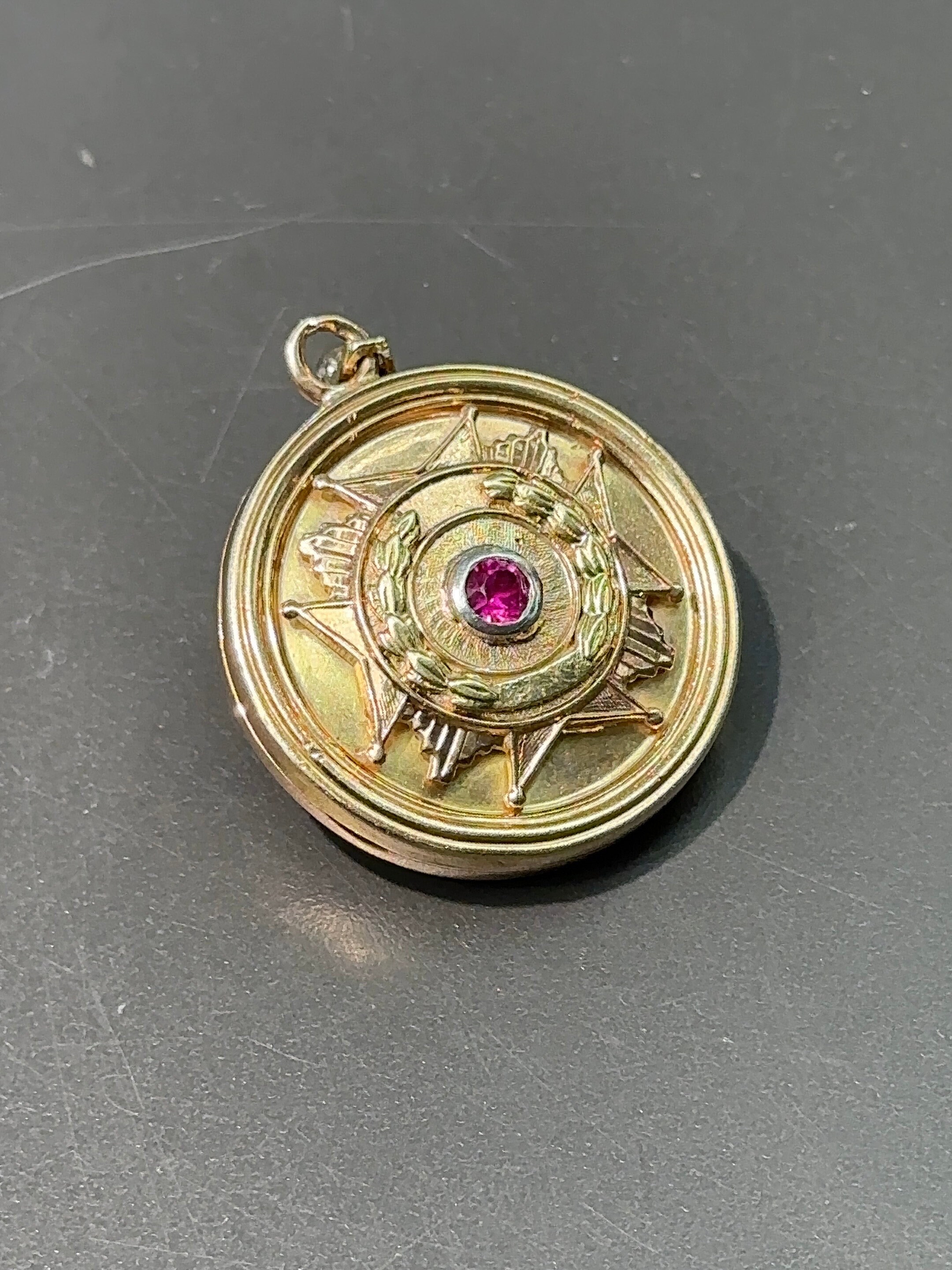 Antique 14K Gold Diamond and Ruby Lion Head Locket Pendant - Etsy