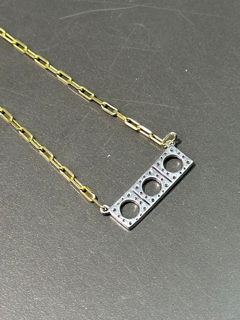 14K Gold Diamond Bar Pendant Necklace - Etsy