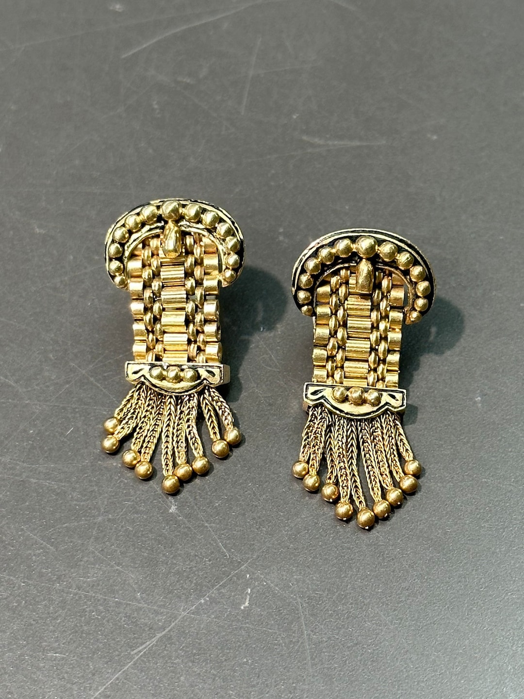 Victorian 14K Gold Belt Buckle Drop Screw Back Earring - Etsy