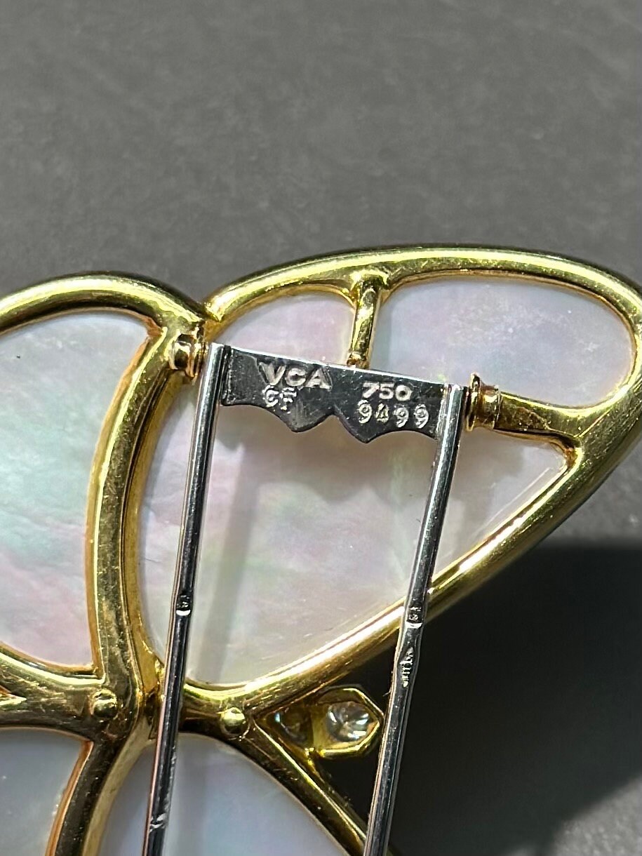 French Van Cleef Arpels 18K Gold Mother of Pearl Diamond Butterfly ...