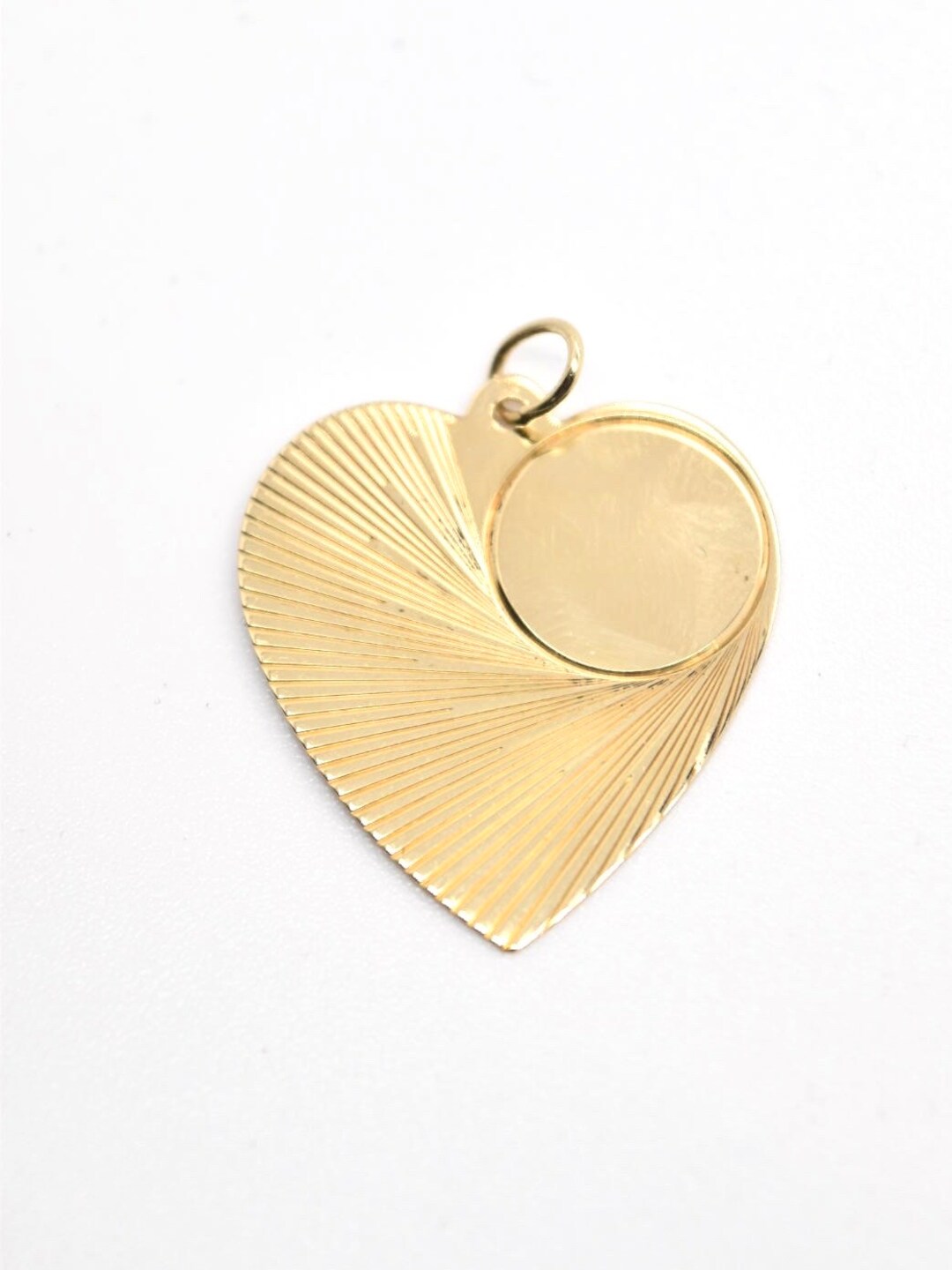Vintage 14K Gold Large Engine Turned Heart Pendant - Etsy
