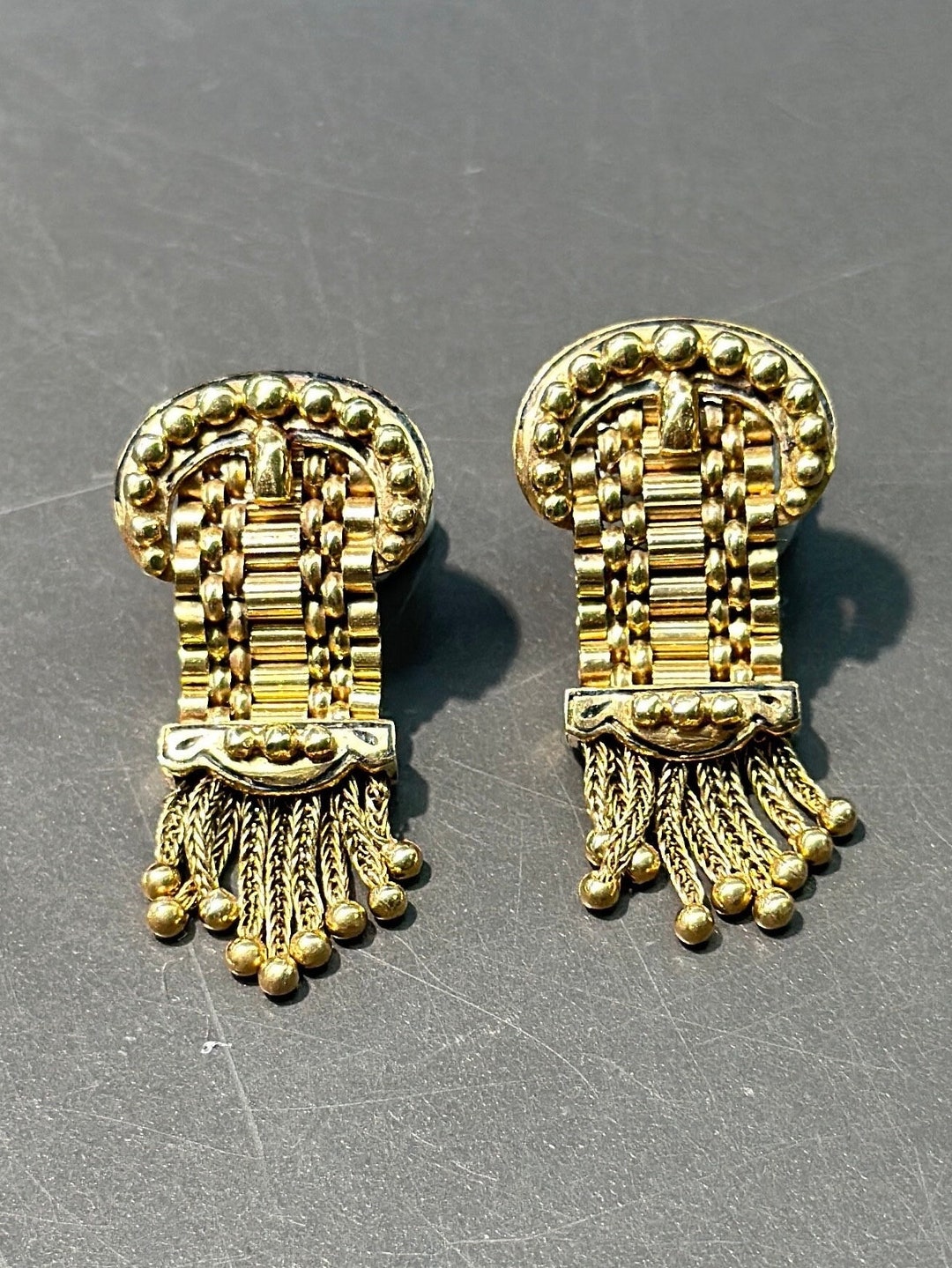 Victorian 14K Gold Enamel Buckle Belt Earring - Etsy