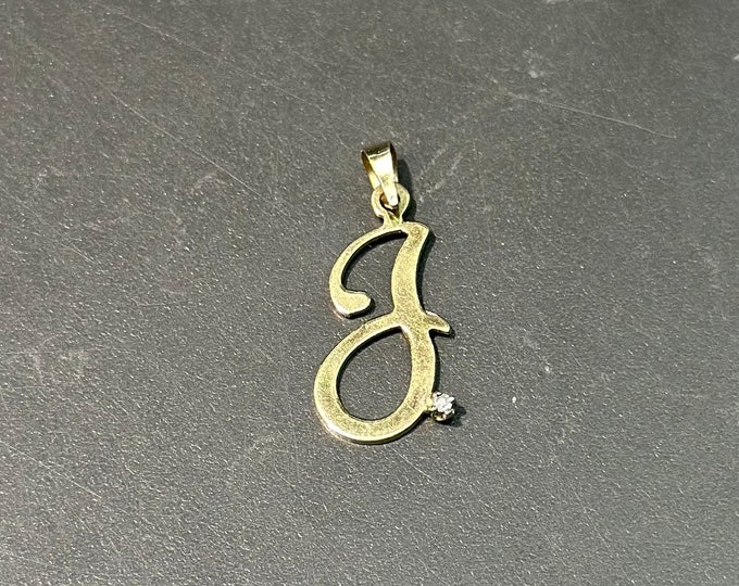 14K Gold Diamond Script J Letter Charm - Etsy