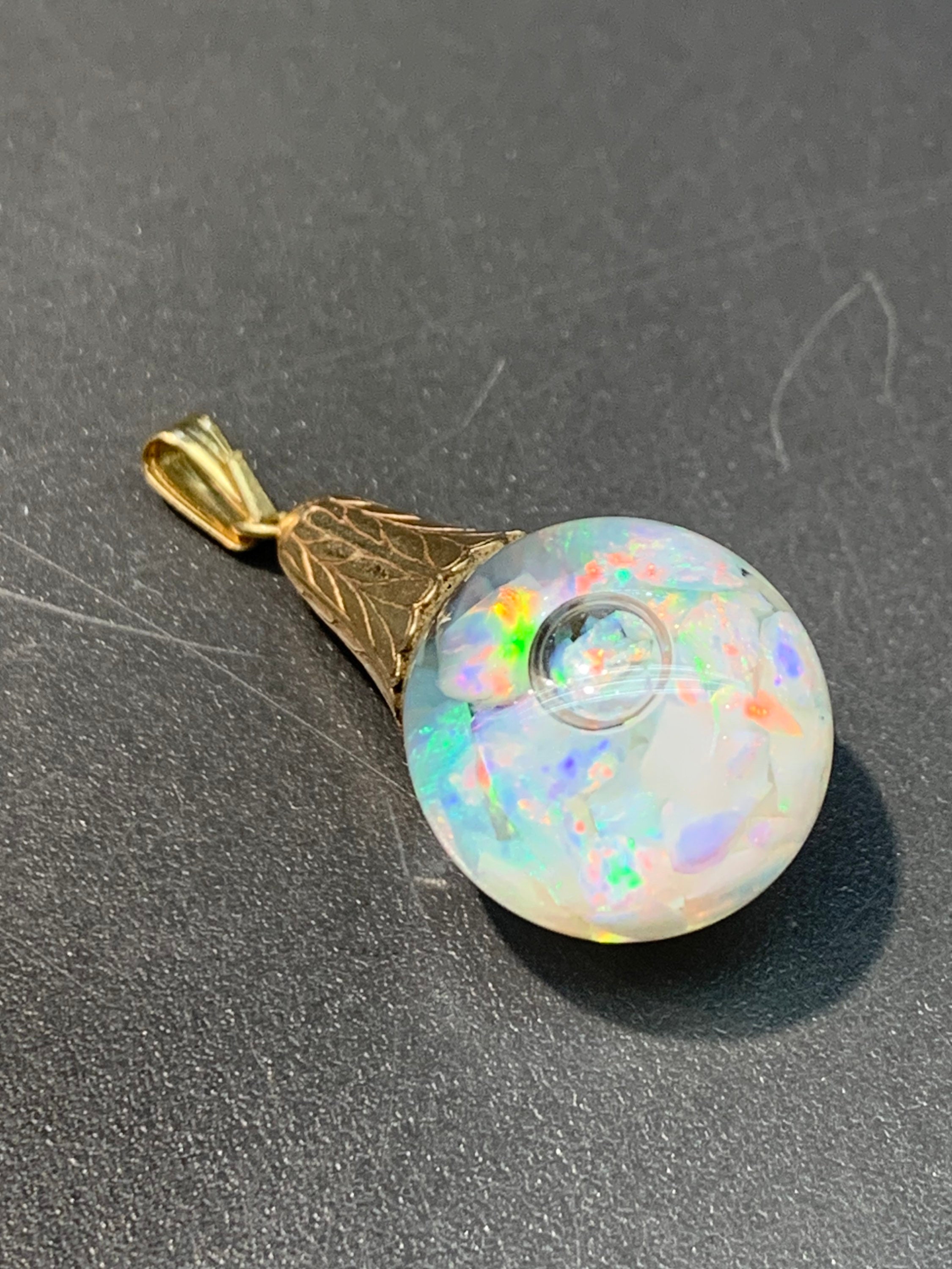 Vintage 14K Gold Floating Crushed Opal Charm Pendant - Etsy