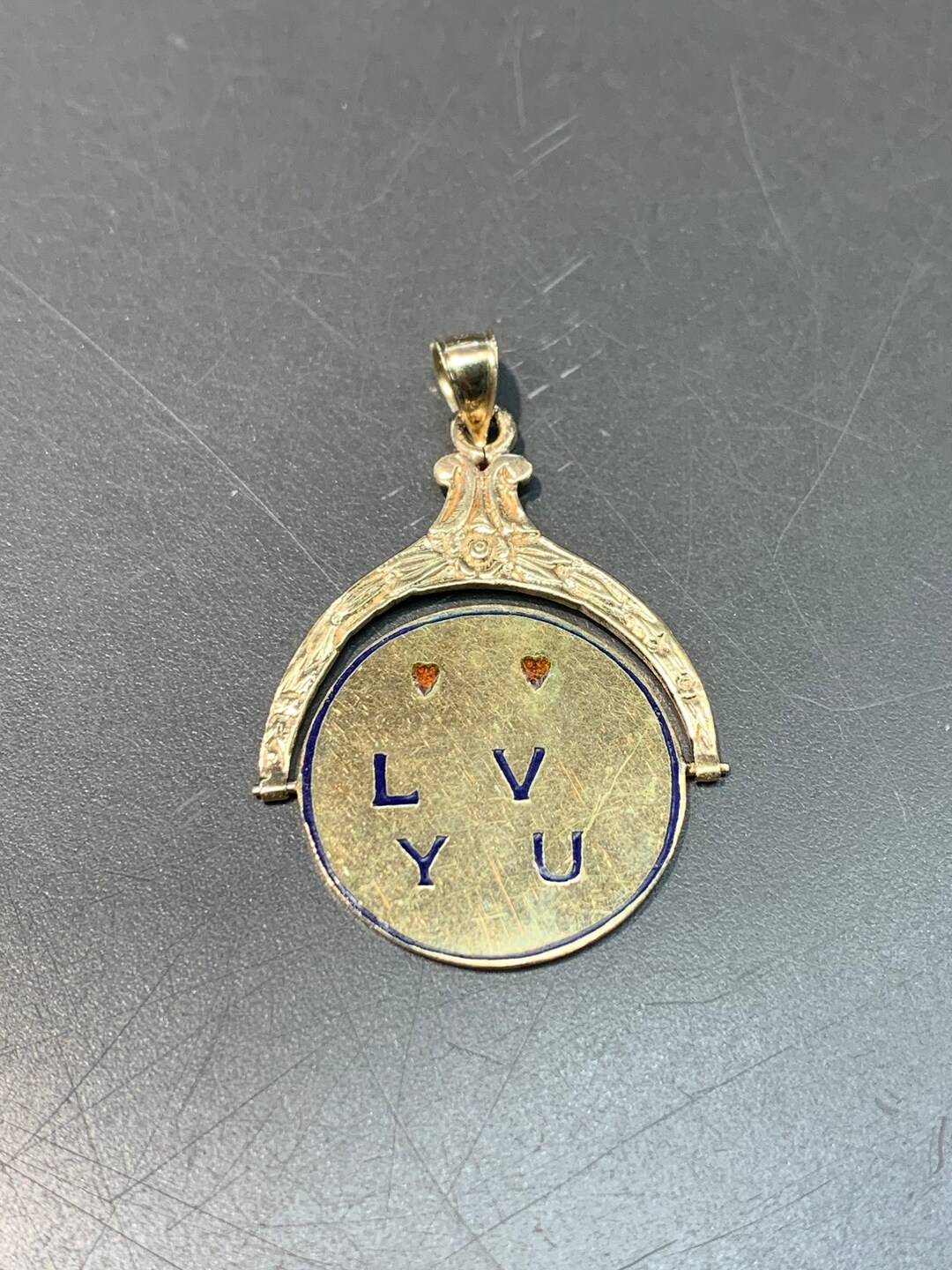 Vintage Extra Large 14K Gold Enamel I Love You Spinner Charm - Etsy