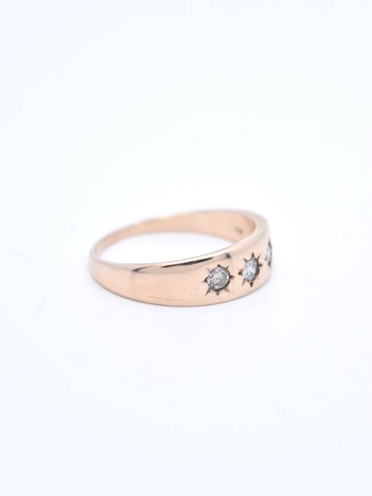 Antique 14K Gold Three Stone Starburst Gypsy Ring - Etsy