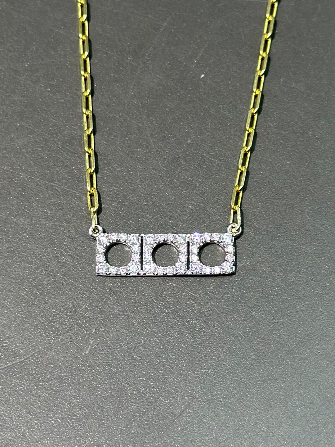 14K Gold Diamond Bar Pendant Necklace - Etsy