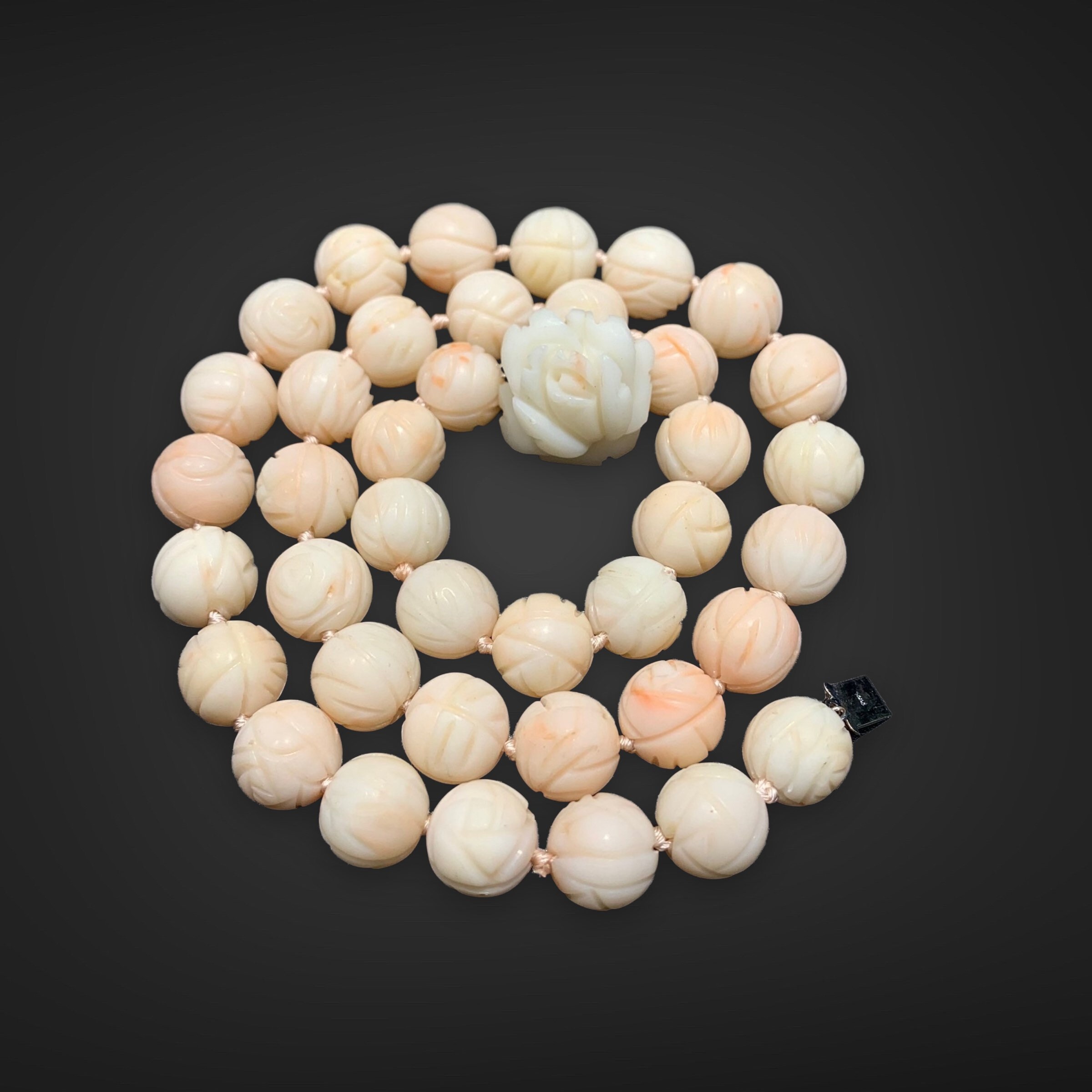Vintage 14K Gold 10.0 Mm Angel Skin Coral Carved Bead Necklace - Etsy