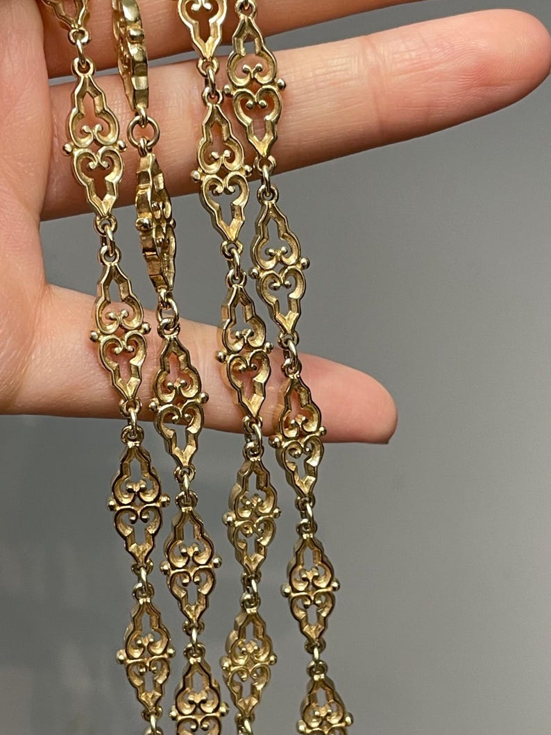 Vintage 14K Yellow Gold Fancy Motif Link Chain Necklace 24.0 Inch - Etsy