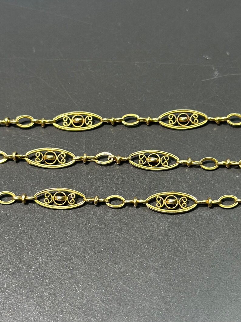 Vintage French 18K Gold Filigree Chain Necklace - Etsy