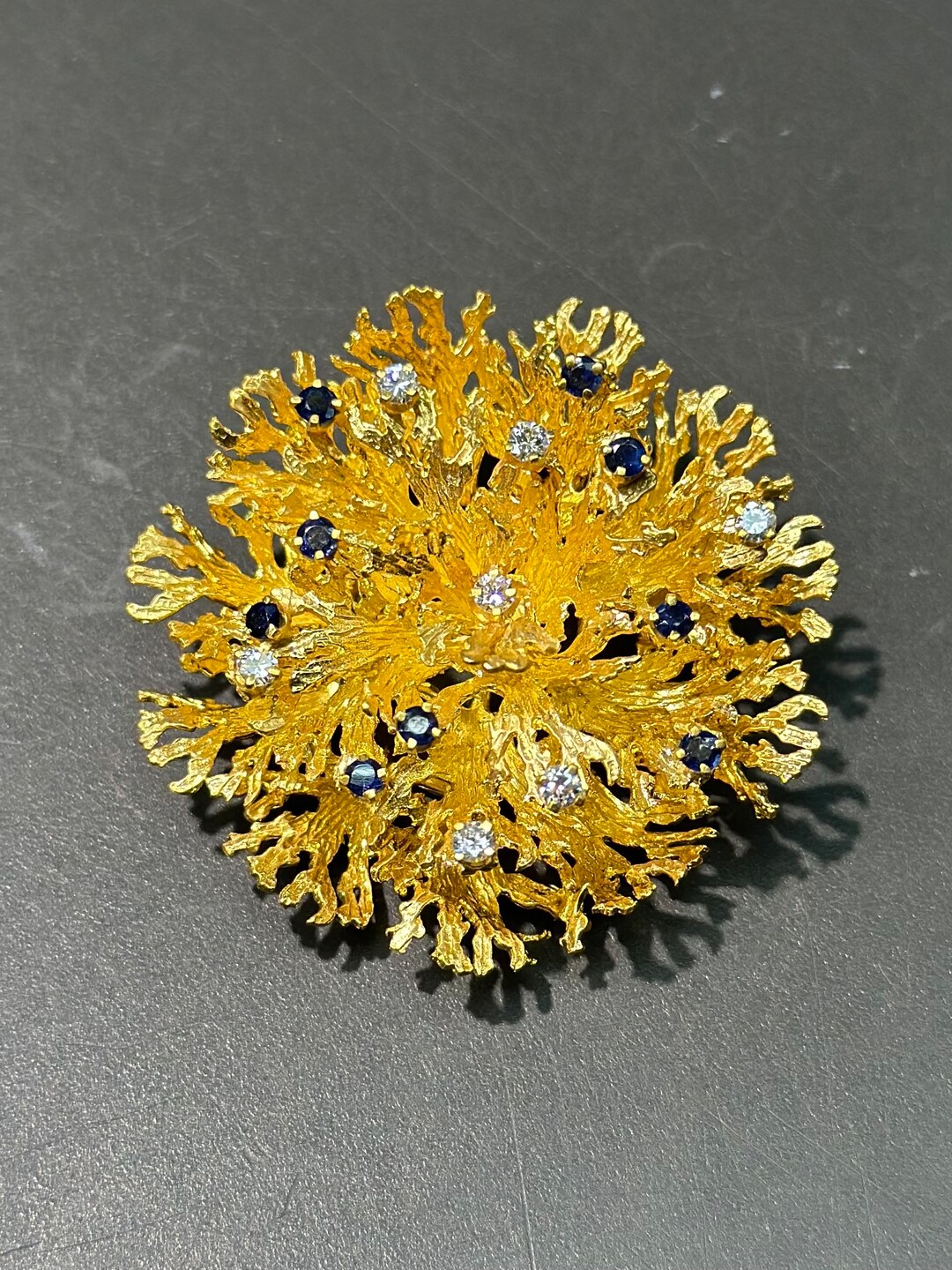 Tiffany & Co. 18K Gold Sapphire and Diamond Coral Reef Brooch - Etsy