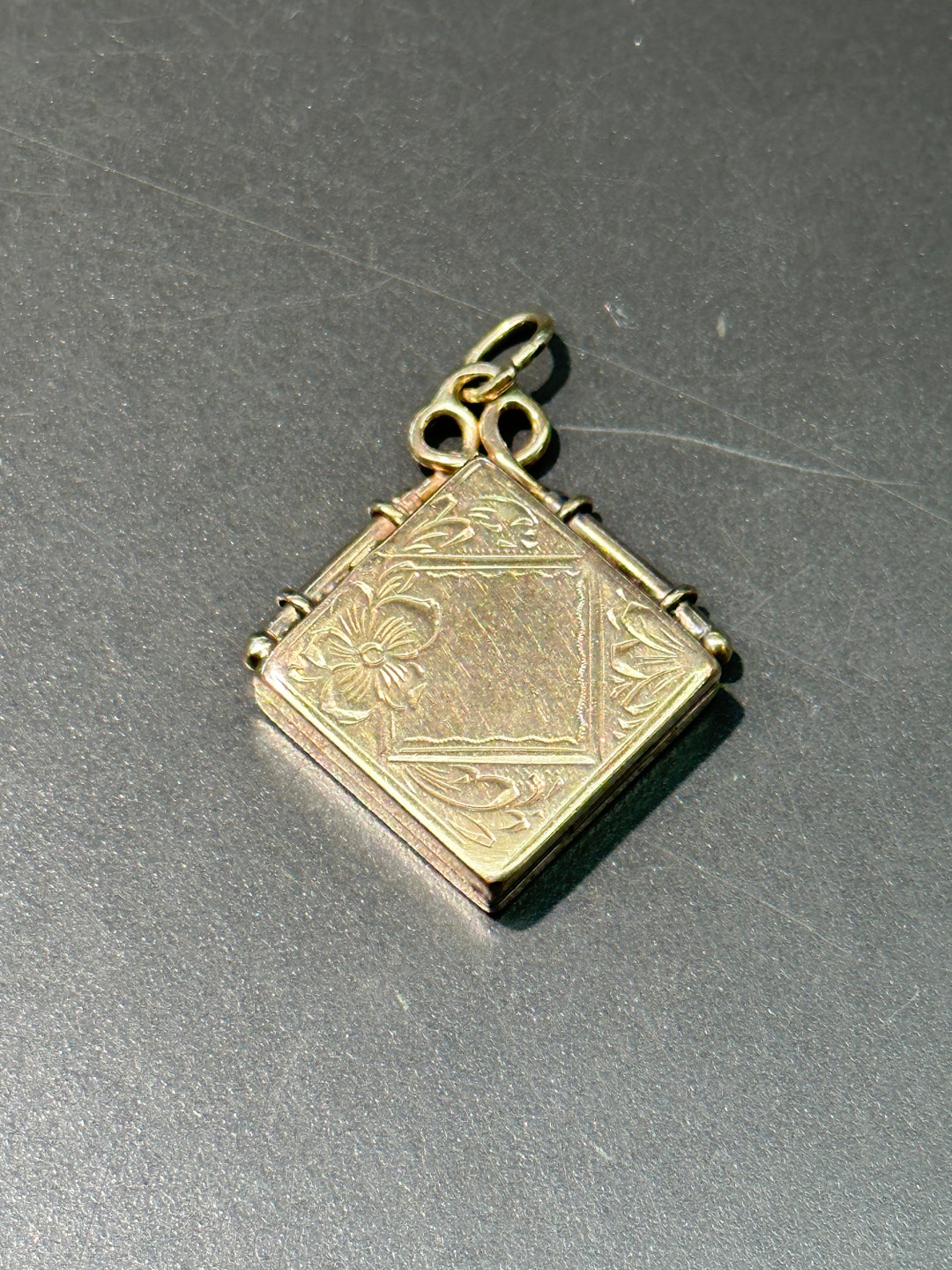 Victorian 14K Gold Square Locket Pendant - Etsy