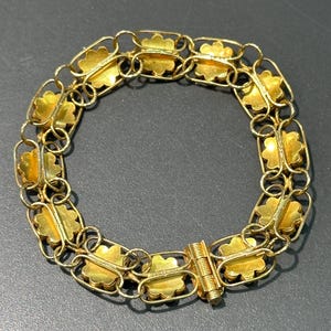 Antique 18K Gold Turquoise Flower Cluster Chain Bracelet - Etsy