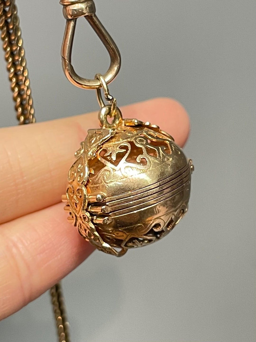 Vintage 14K Yellow Gold Pendant Motif Orb Locket Pendant - Etsy