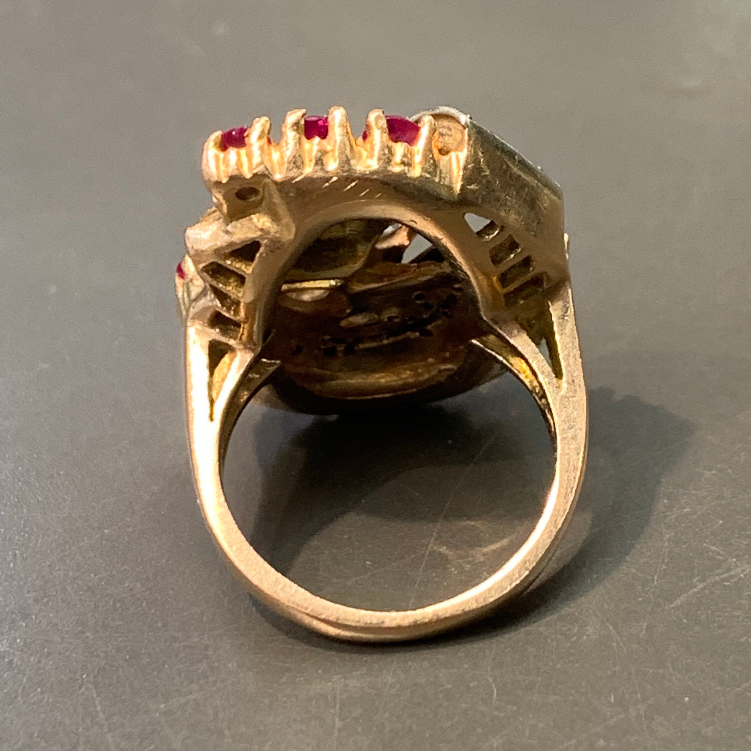 Retro 14K Gold Old European Cut Diamond Ruby Retro Tank Ring - Etsy