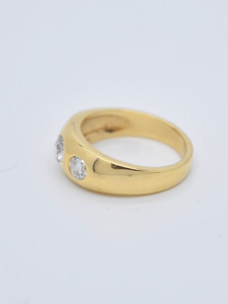 14K Gold Three Stone Gypsy Ring - Etsy