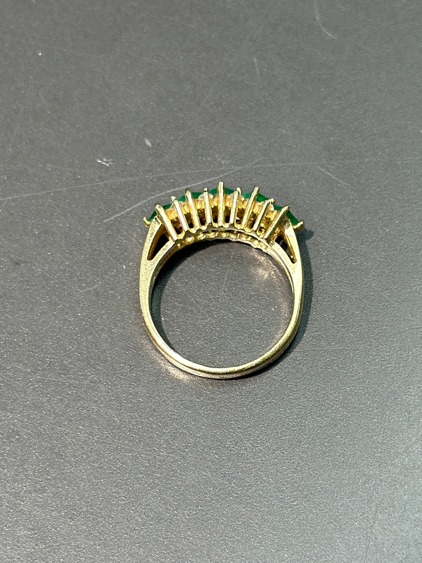Vintage 18K Gold Calibre Cut Emerald and Diamond Ring - Etsy