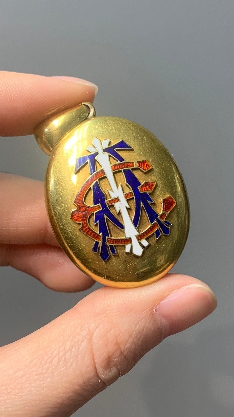 Victorian 18K Gold AEI Enamel Locket - Etsy