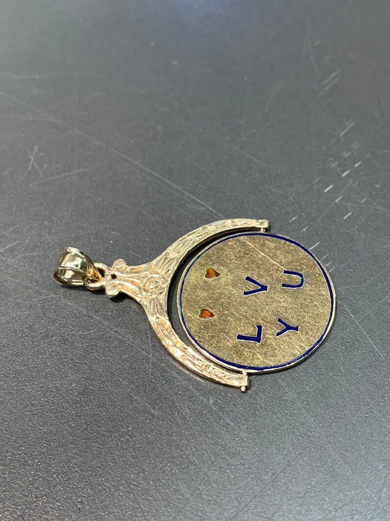 Vintage Extra Large 14K Gold Enamel I Love You Spinner Charm - Etsy