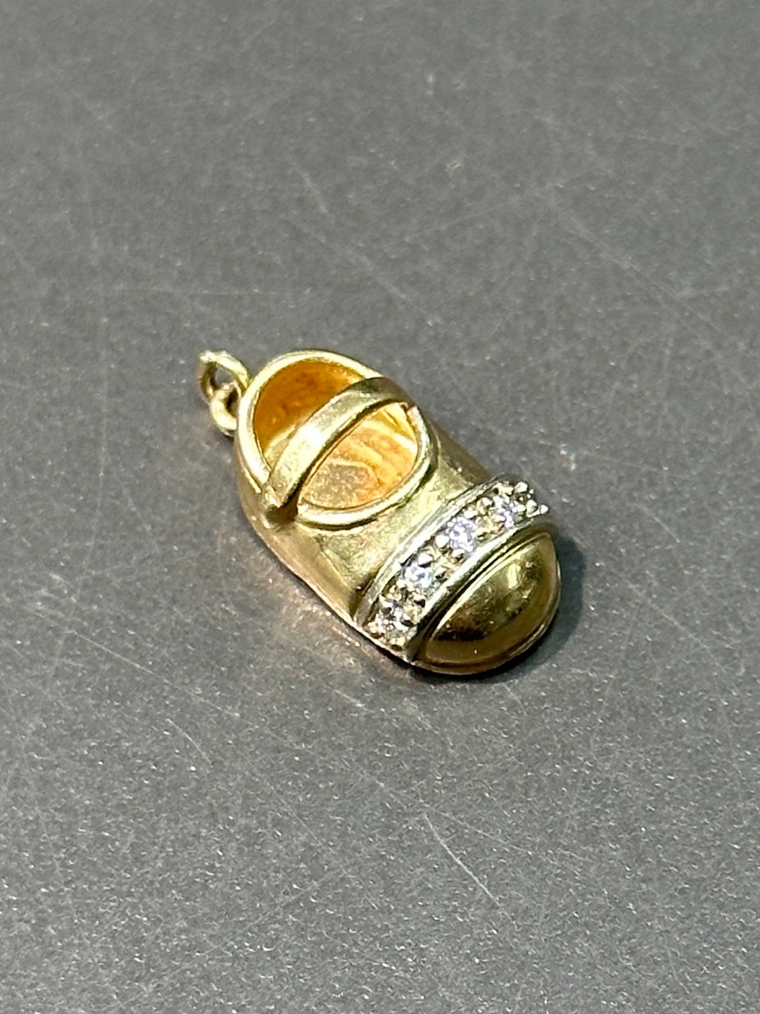 Vintage 14K Gold Diamond Baby Shoe Charm - Etsy