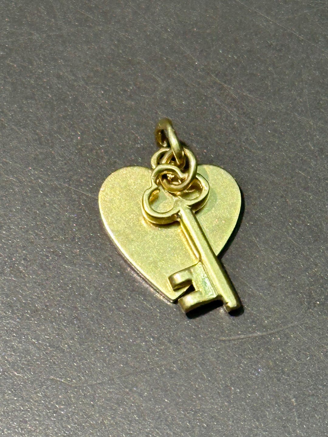 Vintage 14K Yellow Gold Heart Disc and Key Charm - Etsy