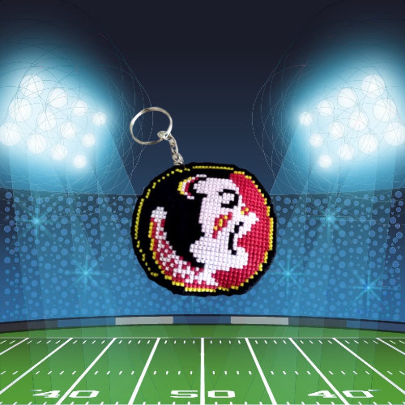 Seminole Keychain, Cross Stitch Keychain, FSU Gifts, FSU Keychain ...