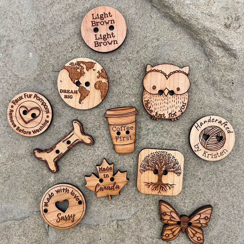 Engraved Wood Button - Etsy