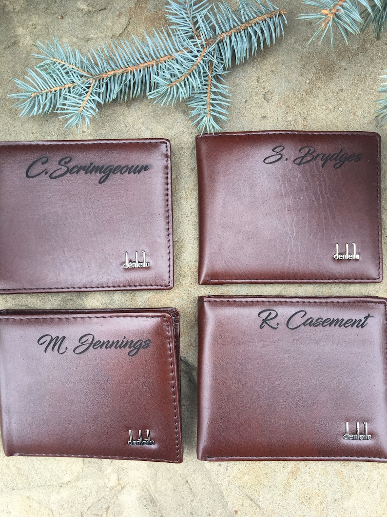 Laser Engraved Leather Wallets Groomsmen Gift Wedding Gift | Etsy