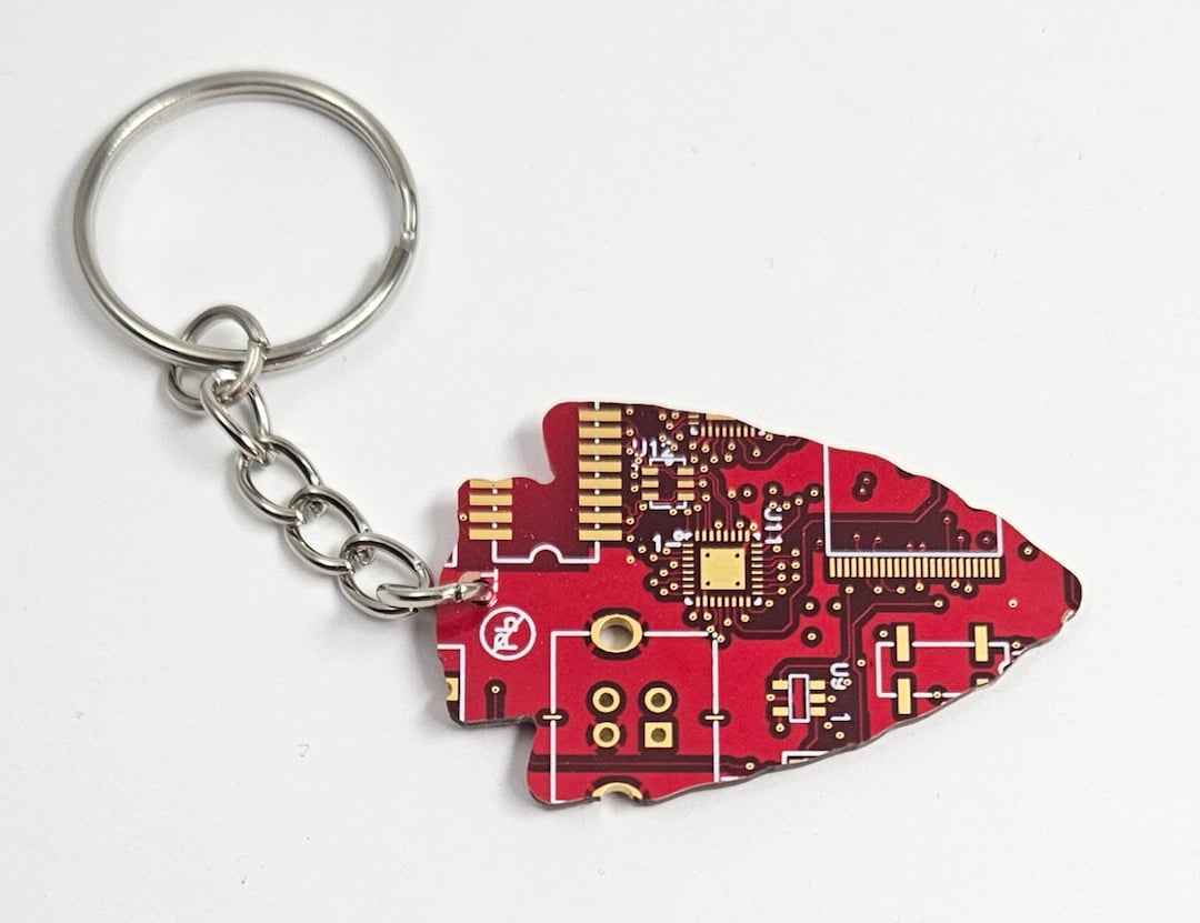 Recycled Circuit Board Arrowhead Keychain: Handmade Tech Gift - Etsy